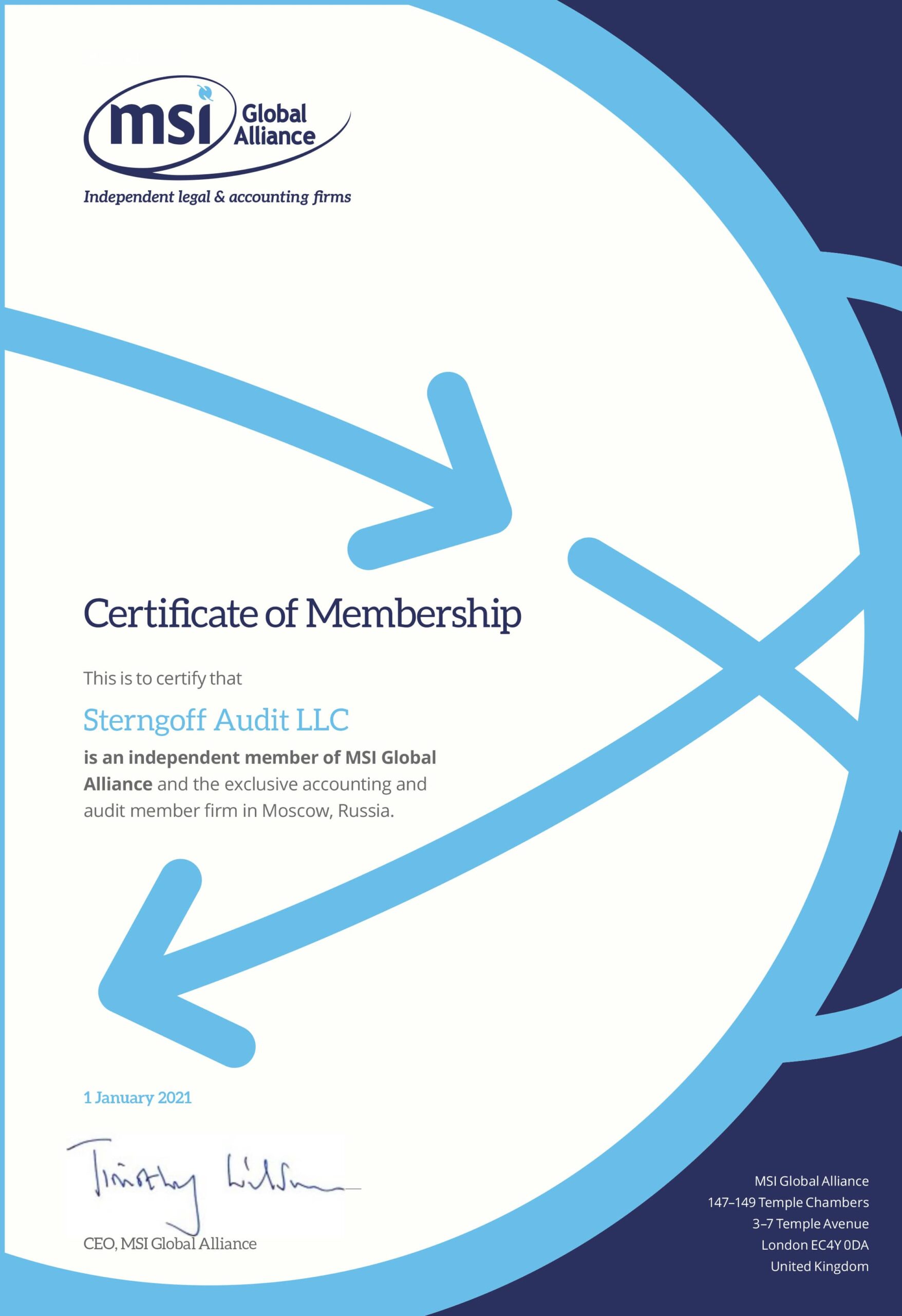 MSI Global Alliance Membership (MSI) - Sterngoff Audit